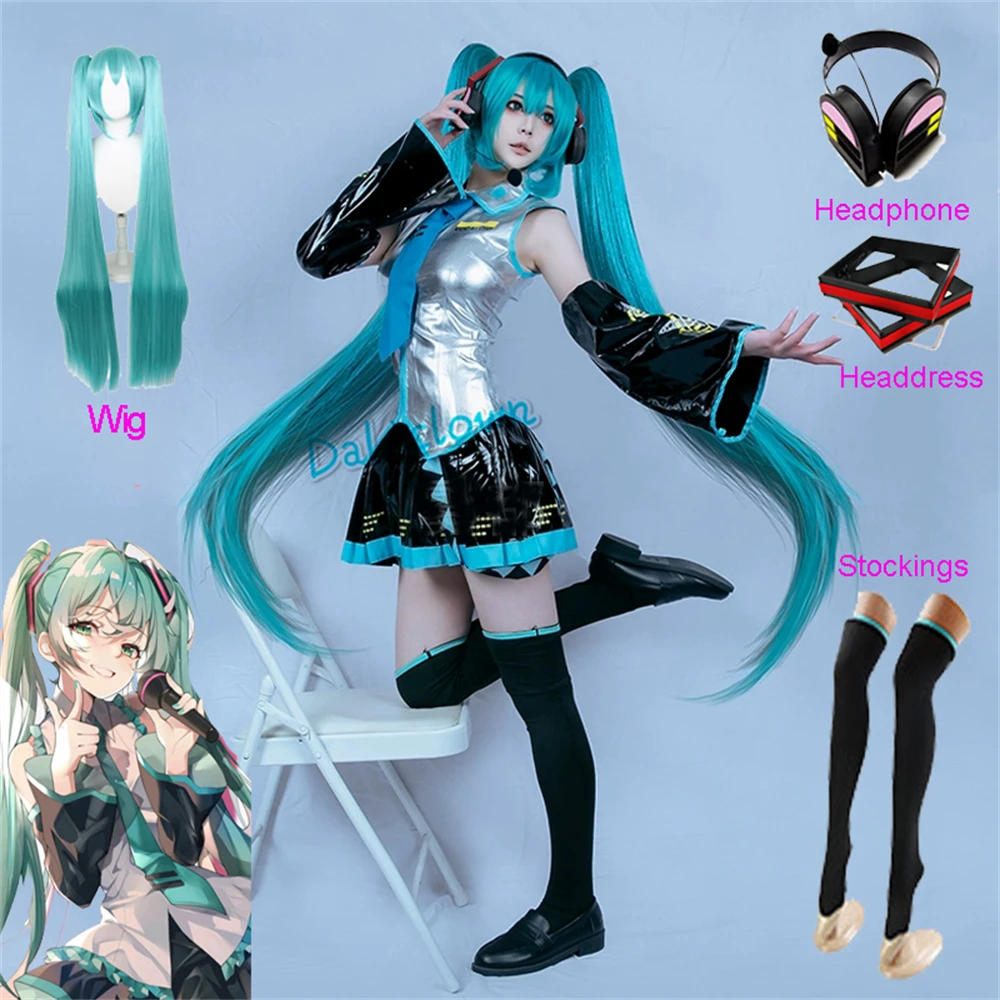 Anime-Miku-Cosplay-Wig-Costume-Japan-Midi-Dress-Headphone-Beginner ...