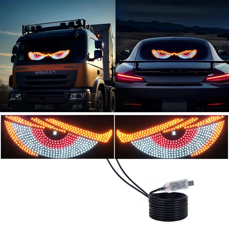 USB Dynamic Devil Eyes Light Car Windshield Dynamic LED Matrix Panel ...