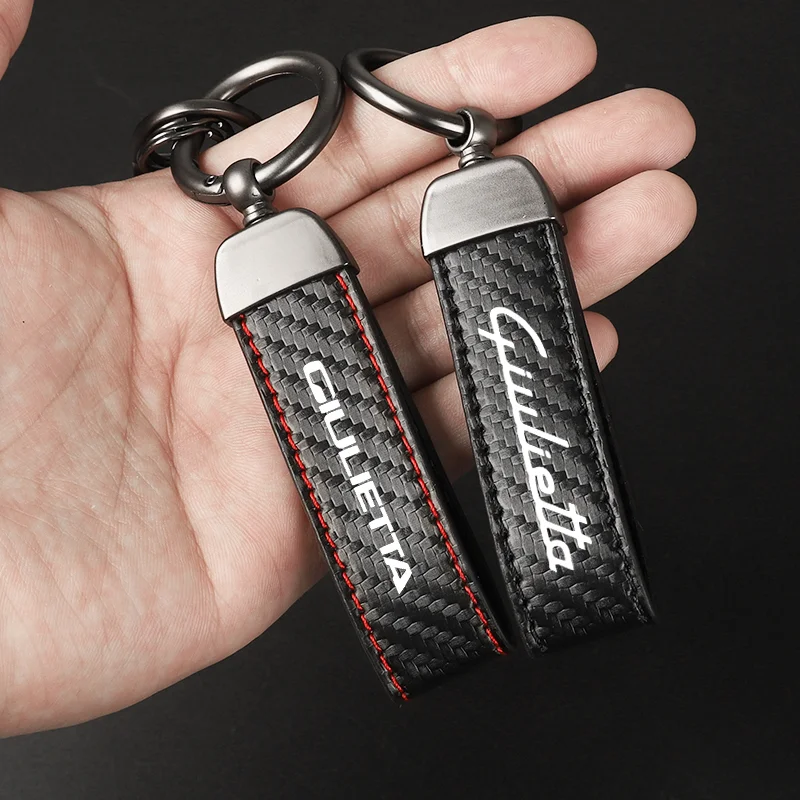 Car Carbon Fiber Leather Keychain Horseshoe Buckle Jewelry for Alfa ...