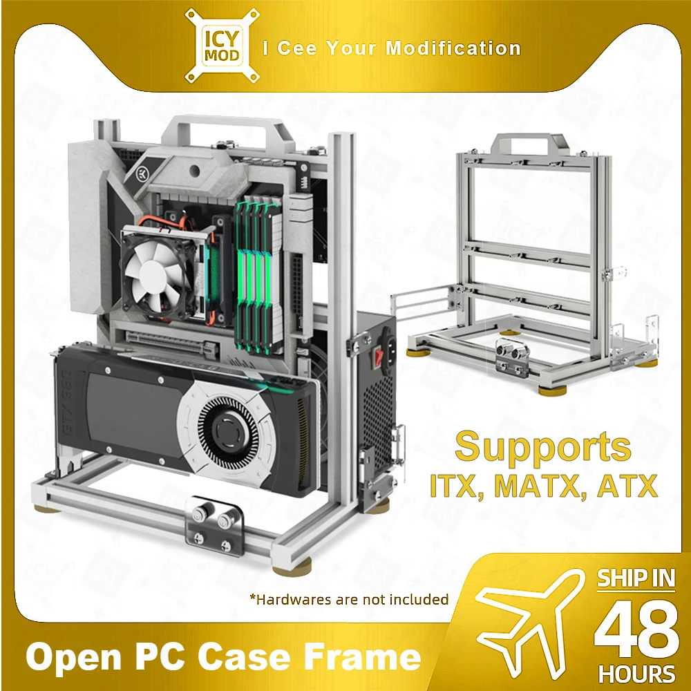 DIY 게이머 캐비닛 ITX MATX ATX MOD 데스크탑 PC 케이스, 오픈 프레임 랙, 알루미늄 크리에이티브 워터 쿨러 ...