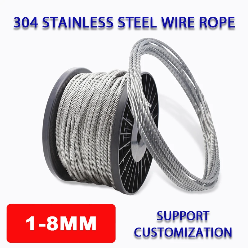 304 Stainless Steel Wire Rope Dia 1.0mm-8.0mm 7*19 Structure Wirerope ...