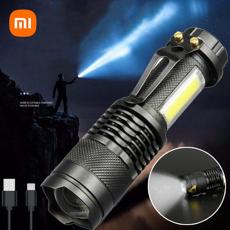 XIAOMI-Mini-Rechargeable-LED-Flashlights-XPE-COB-Lamp-Beads-Strong ...
