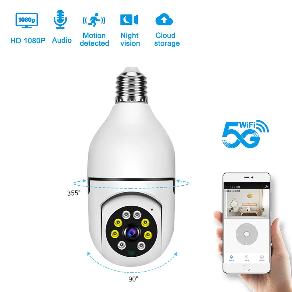 5G-Wifi-E27-Bulb-Surveillance-Camera-Night-Vision-Full-Color-Automatic ...