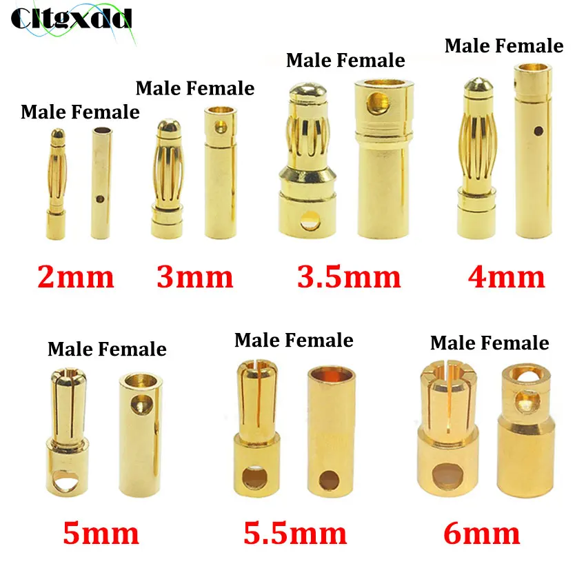 10pcs 2mm 3mm 3.5mm 4mm 5mm 5.5mm 6mm Banana Plug Gold Plated Copper ...