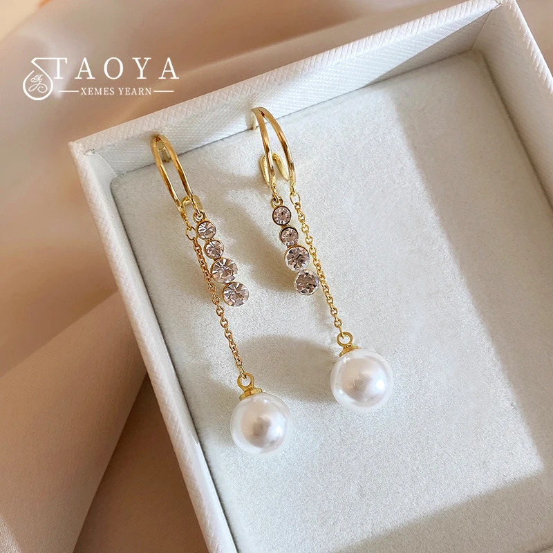 Design-Sense-Metal-Chain-Pearl-Pendant-Earrings-For-2024-Womens-and ...