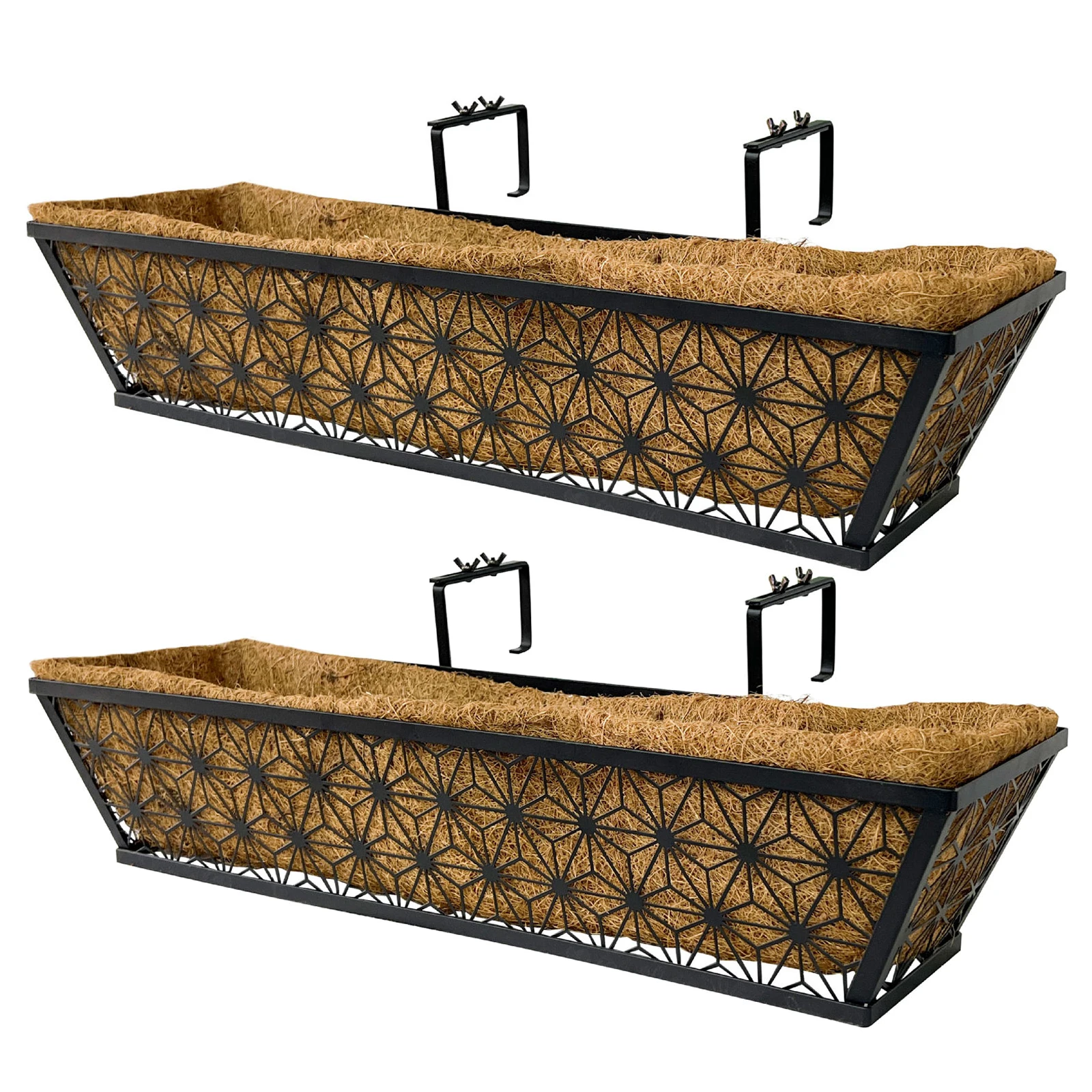 2pcs Window Deck Railing Planter Boxes with Adjustable Bracket ...