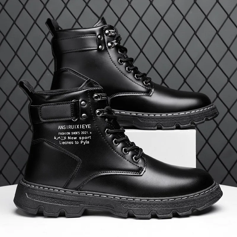 Spring-Men-Leather-Boots-Fashion-Motorcycle-High-Top-Platform-Ankle ...