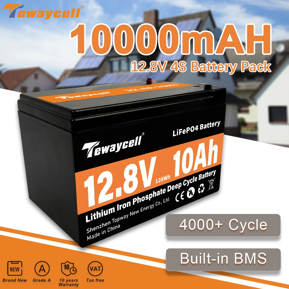 Tewaycell 12V 10AH LiFePo4 Battery Pack Rechargeable Battery for ...