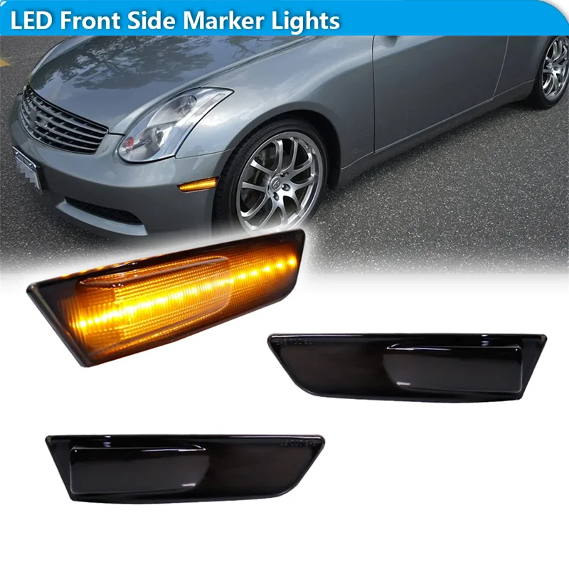 For 2003-2007 Infiniti G35 Coupe Smoked/Clear Lens Amber LED Side ...