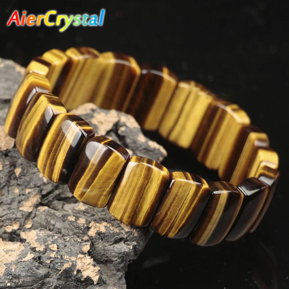 Natural-Raw-Ore-Tiger-Eye-Square-Bracelet-Women-Elastic-Rope-Bracelet ...
