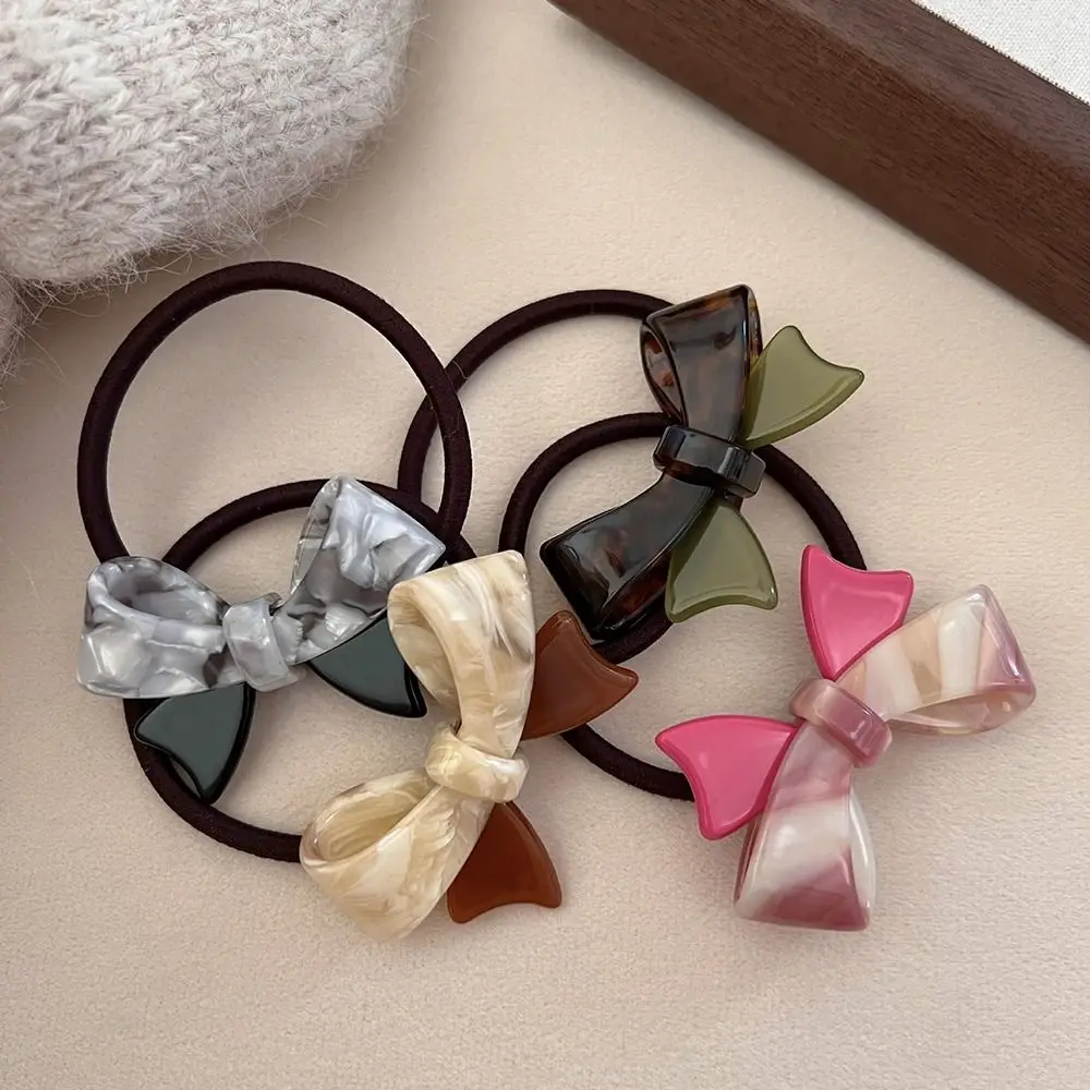 Colored-Acetate-Bow-Hair-Rope-Headdress-Korean-Style-Hair-Rubber-Bands ...