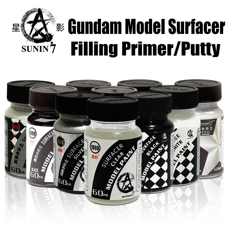 SUNIN 7 1000# 2000# 60ml Plastic Model Surfacer Filling Primer Model ...