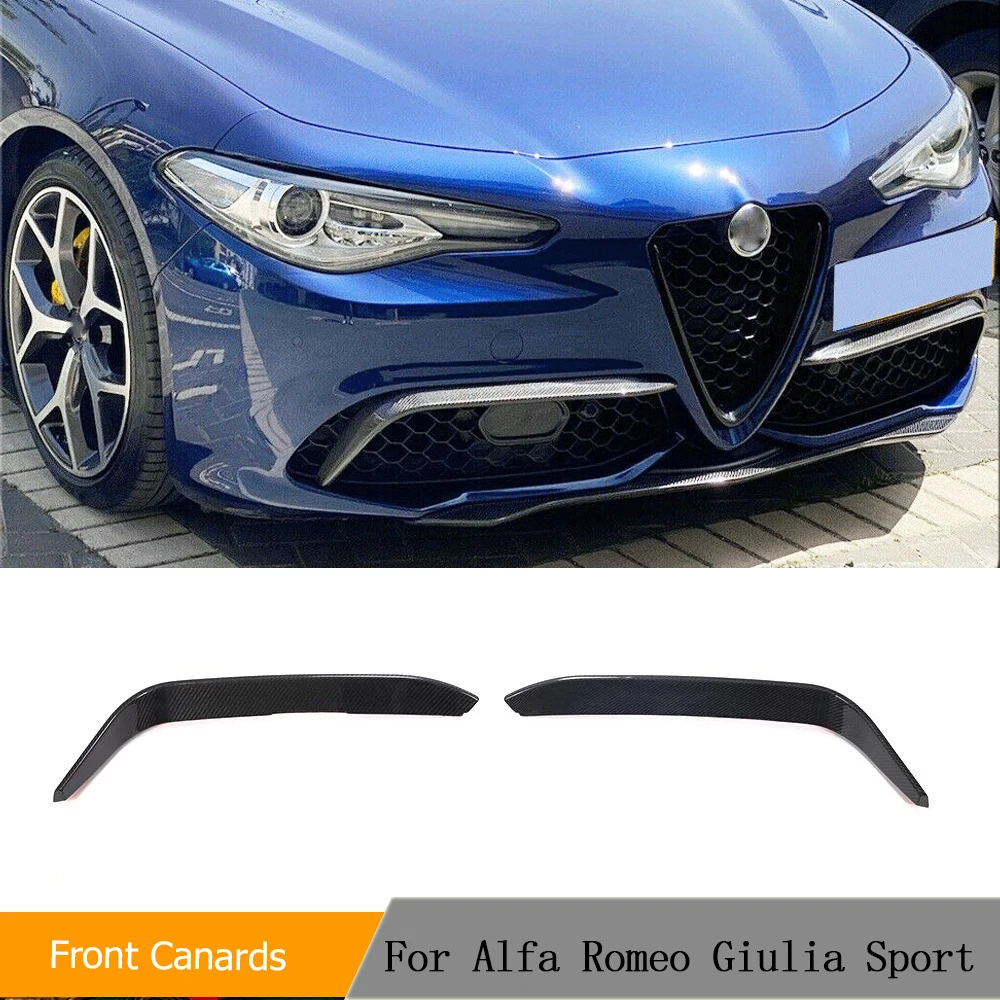 Carbon-Fiber-Car-Front-Bumper-Canards-Fins-Fog-Light-Covers-for-Alfa ...