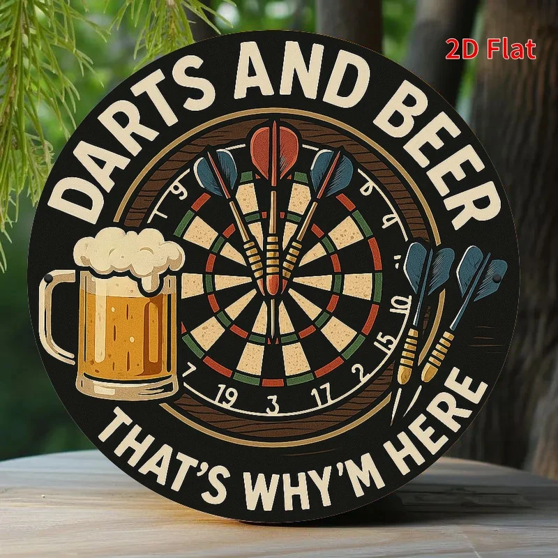 2D Flat, Dart and Entertainment Metal Wall Art - 19.81cm Round Iron ...