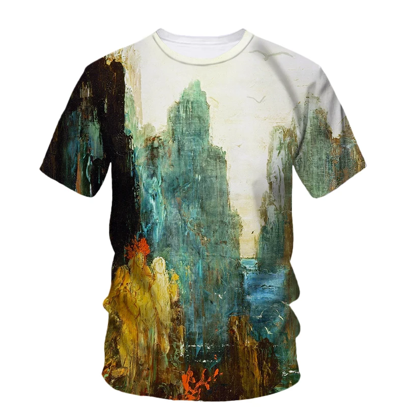 Summer-New-Landscape-Oil-Painting-Art-graphic-t-shirts-men-Fashion ...