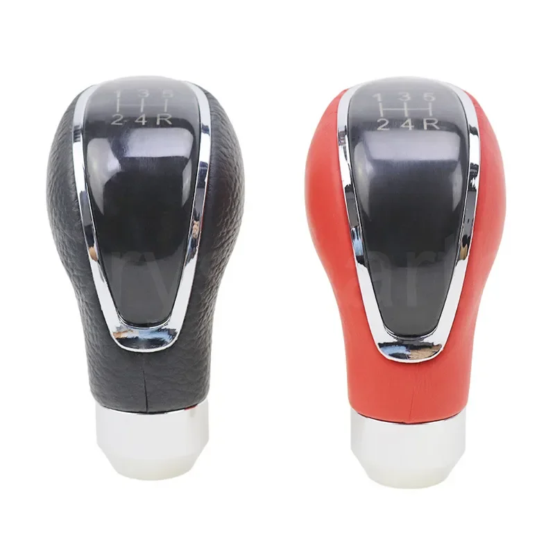 Black-Red-Leather-Car-SUV-MT-5-Speed-Gear-Shift-Knob-Universal-Manual ...