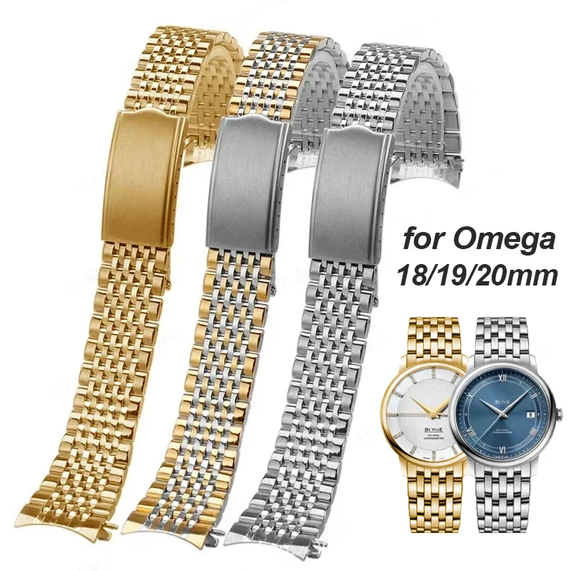 Stainless-Steel-Bracelet-for-Omega-Curved-End-Replacement-Wristband-for ...