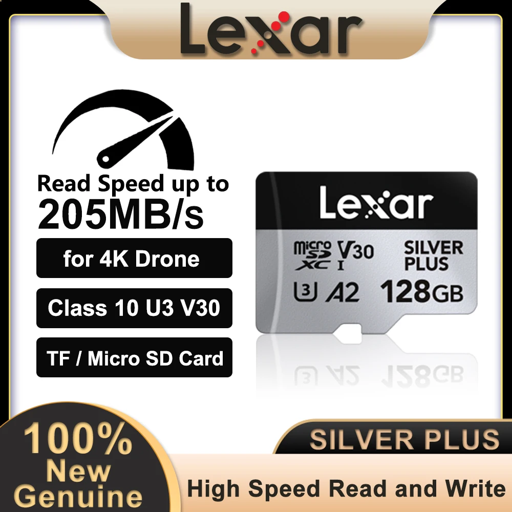 NEW-Lexar-V30-U3-C10-A2-Silver-Plus-microSDXC-Card-Read-205MB-s-64GB ...