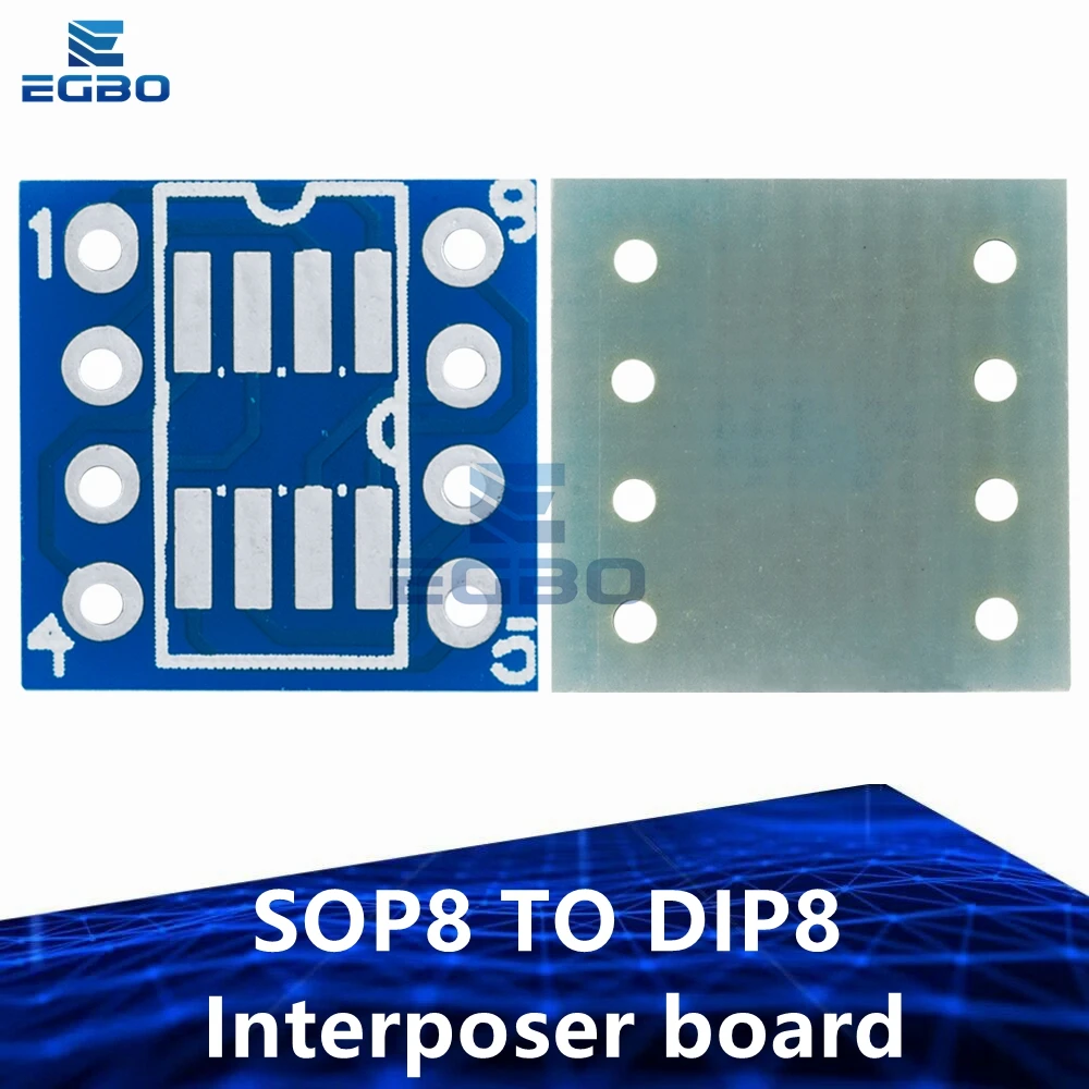 10PCS-SOP8-SO8-SOIC8-TO-DIP8-Interposer-board-pcb-Board-Adapter-Plate ...