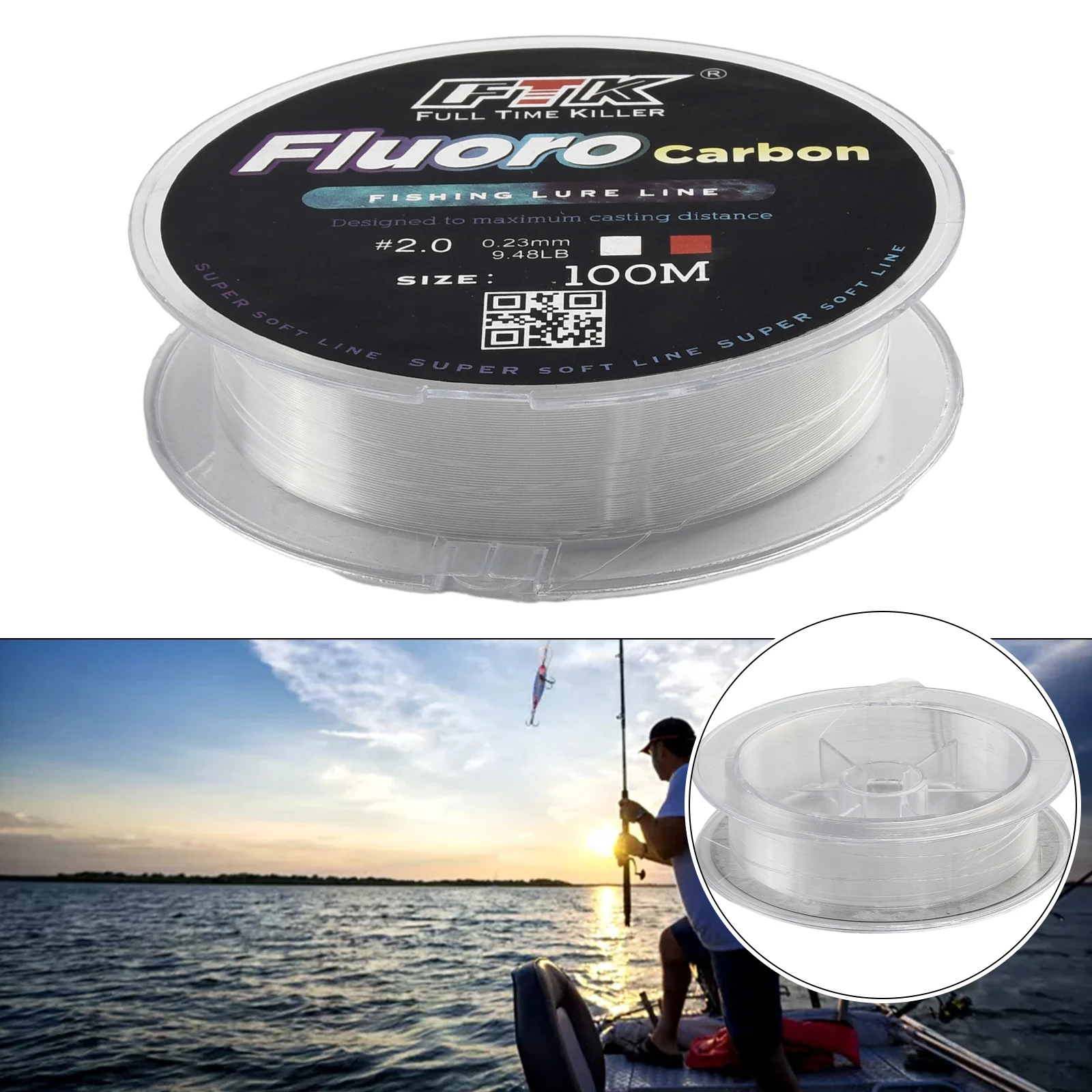 1roll-Fishing-Line-100M-Fluorocarbon-Fishing-Lure-Line-4-13-34-32LB ...