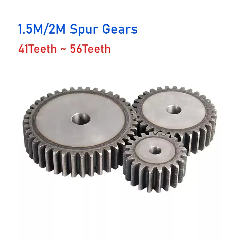 1pcs 1.5M/2M Spur Gears 41/42/43/44/45/46/47/48/49/50~56Teeth 45# Steel ...