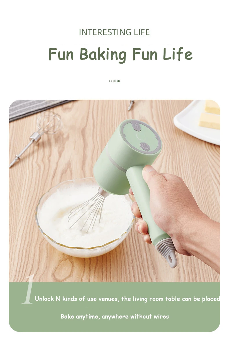 Mini batteur à œufs électrique sans fil AIHONTAI - Vert - Machine à ...