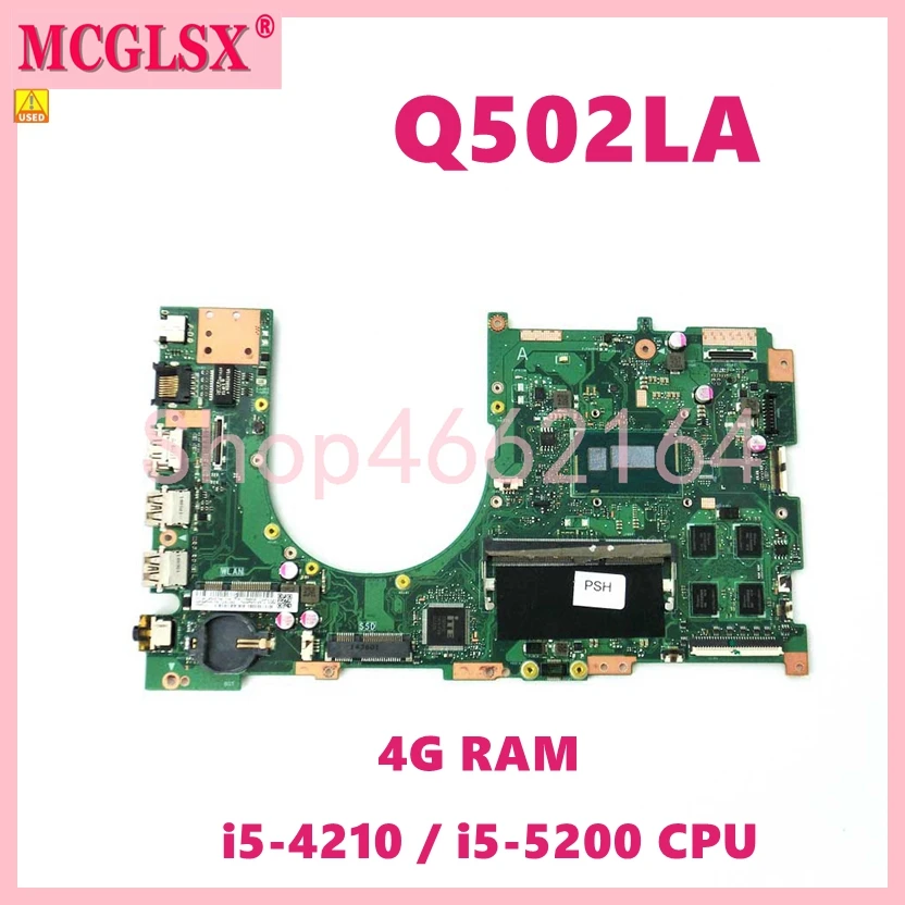 Q502LA i5 4210U/i5 5200U CPU 4G RAM Notebook Mainboard For ASUS Q502LAB Q502LA Q502L Q502 Laptop ...