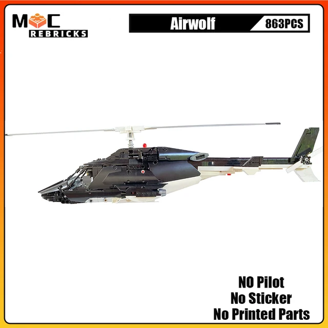 MOC Science Fictio TV Series Airwolf Helicopter 1:25 Scale Model ...