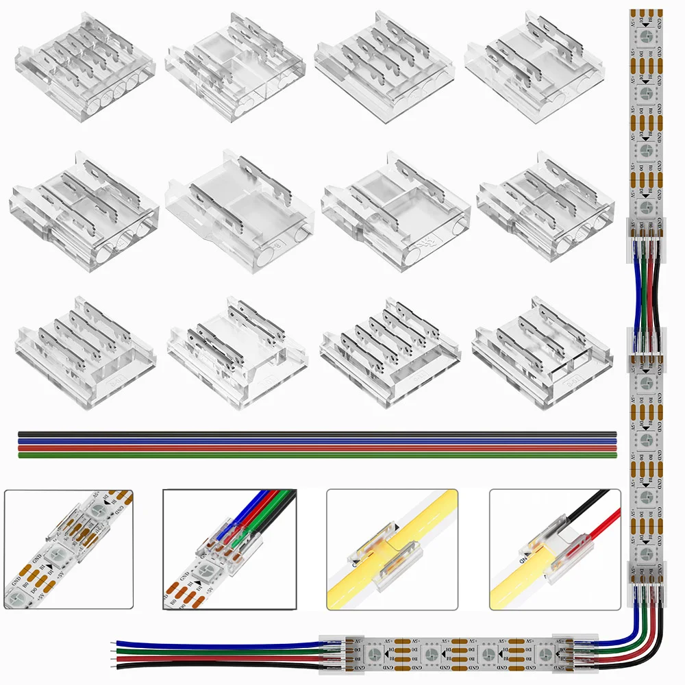 10Pcs-COB-SMD-Transparent-Solderless-Cover-Connector-2pin-3pin-4pin ...