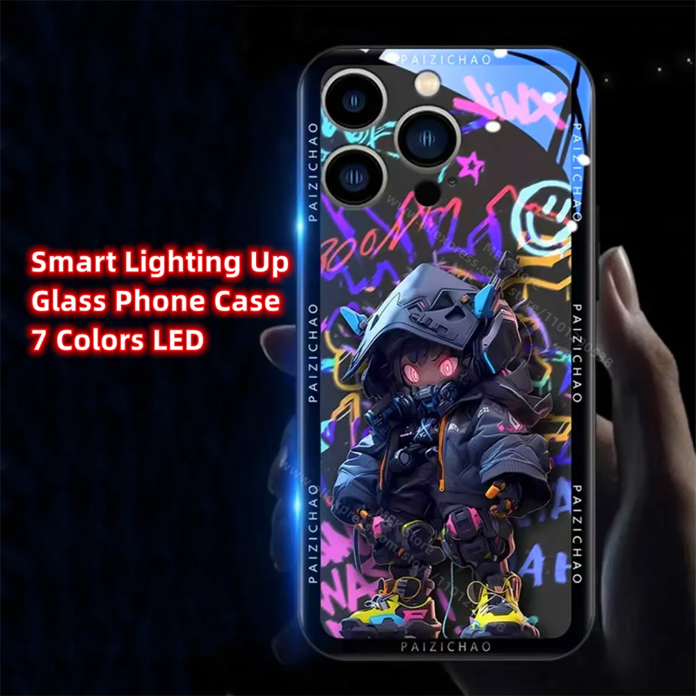 Graffiti Assassin Pattern Luminous Phone Case LED Light Cover For ...