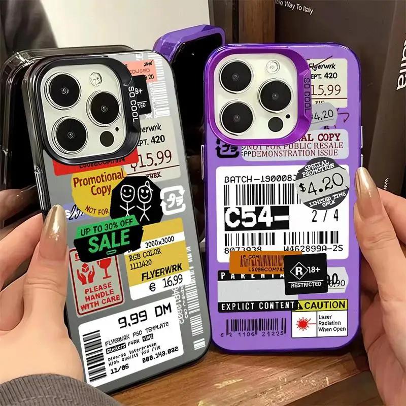 Stickers Collage Code Label Phone Case For Apple iPhone 15 Pro Max 14 ...