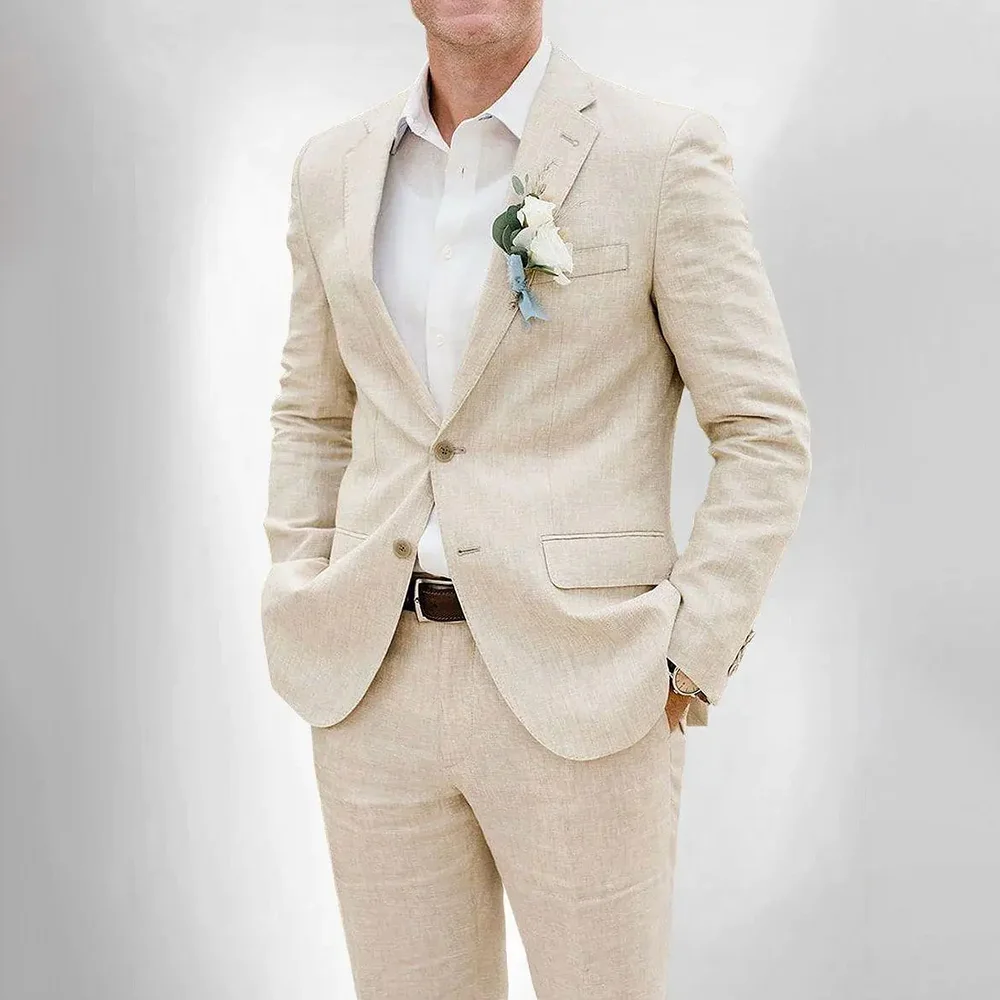 Fatos-de-casamento-elegantes-para-homens-lapela-bege-blazer-de-linho ...