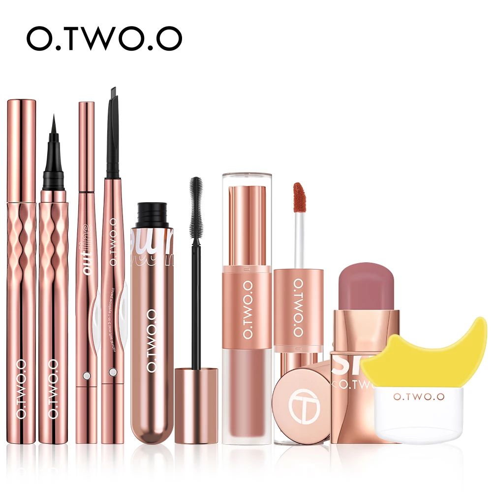 O-TWO-O-6pcs-Makeup-Kit-2-in-1-Lipstick-Eyebrow-Pencil-Black-Eyeliner ...