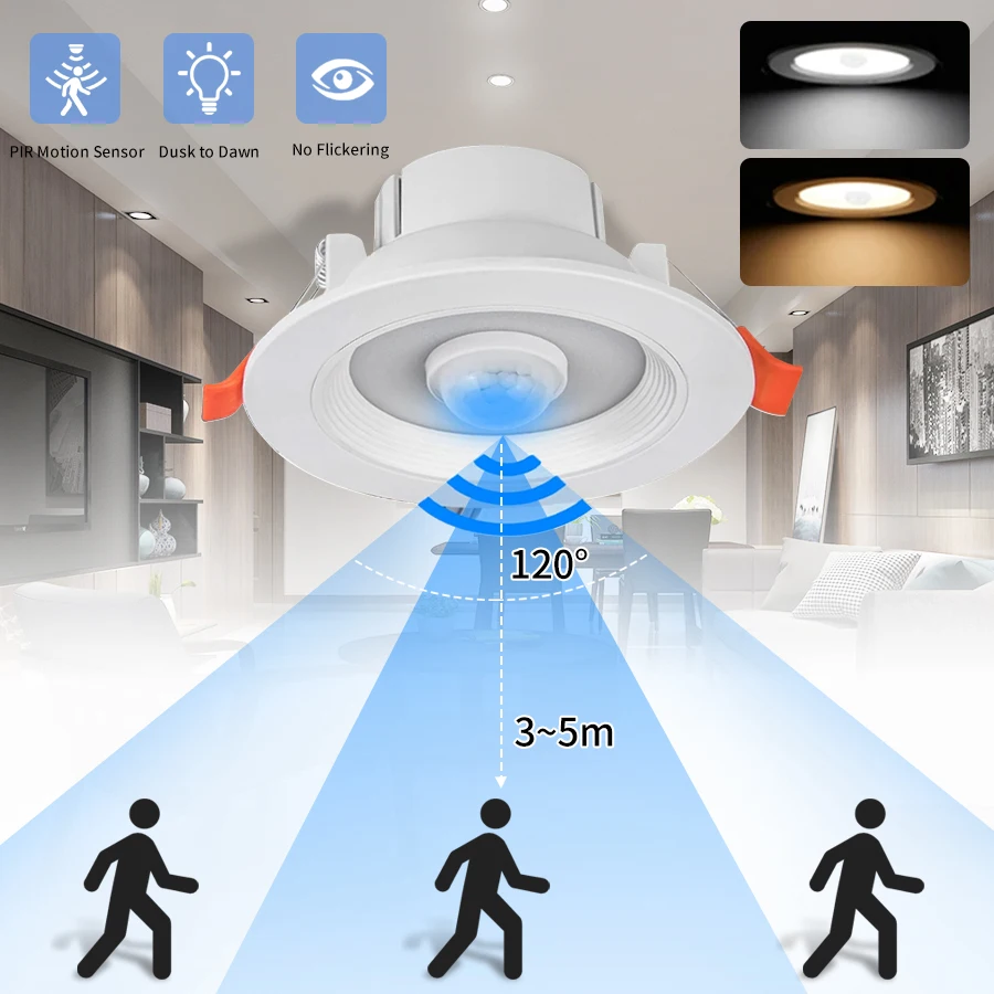 PIR-Motion-Sensor-LED-Downlight-Spotlight-5W-10W-15W-20W-Recessed ...