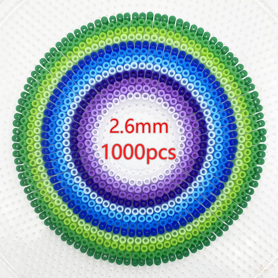 2.6mm 1000pcs/Blue green purple series Perler Iron Beads for Kids Hama ...