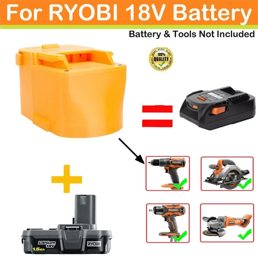 Adapter For Ryobi 18V Lithium Battery to Ridgid 18V RIDGID AEG Cordless ...
