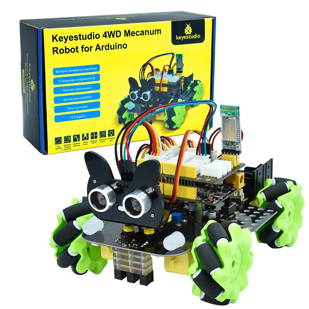 Keyestudio-4WD-Mecanum-Robot-Car-para-Arduino-Robot-Car-Kit-proyecto-de ...
