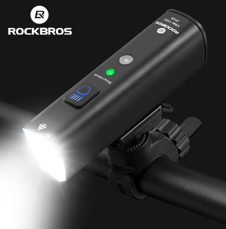 Rockbros 1000lumen Bike Light Smart Vibration Sensing Bike Lamp 5modes Bicycle Headlight Led ...