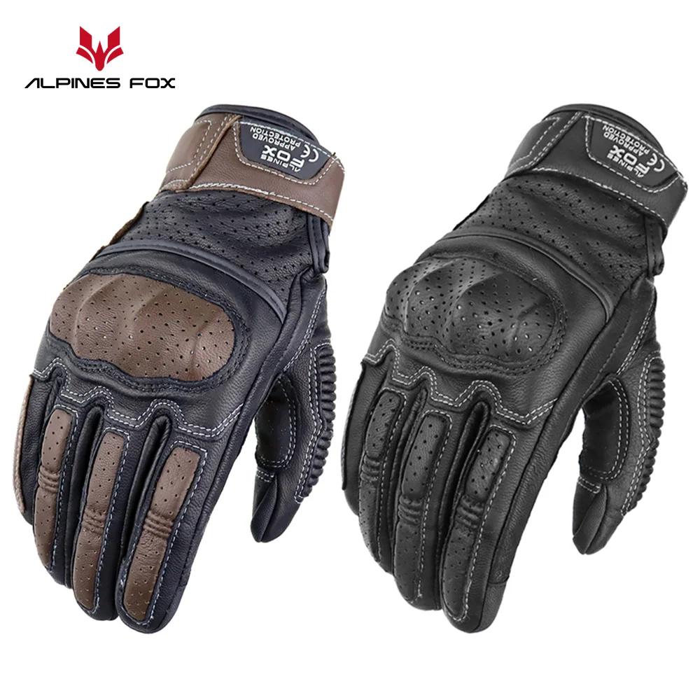 Vintage Motorcycle Gloves Genuine Leather Motorbike Road Racing Glove ...