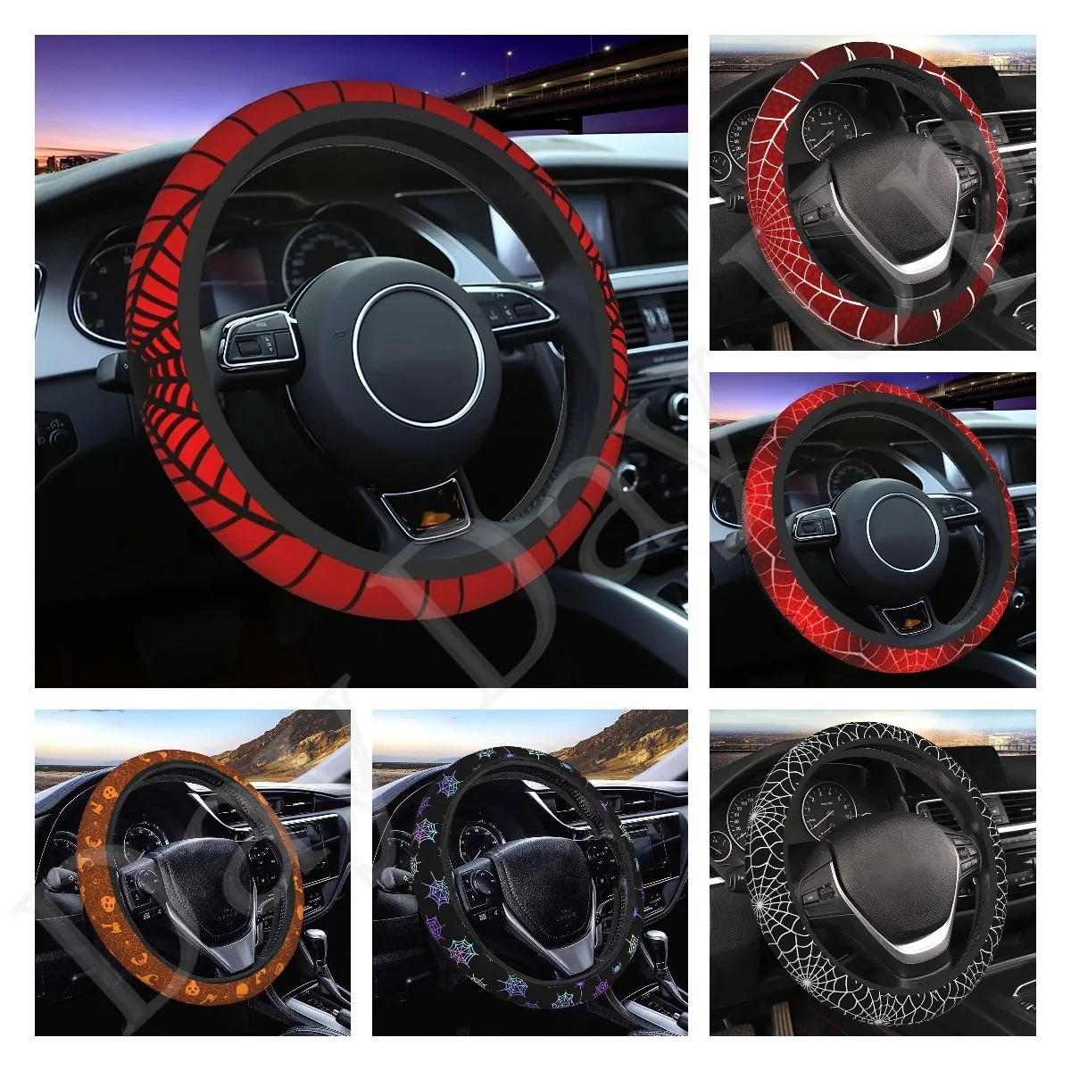 Red-Spider-Web-Steering-Wheel-Cover-Universal-15-Inch-Cute-Car ...