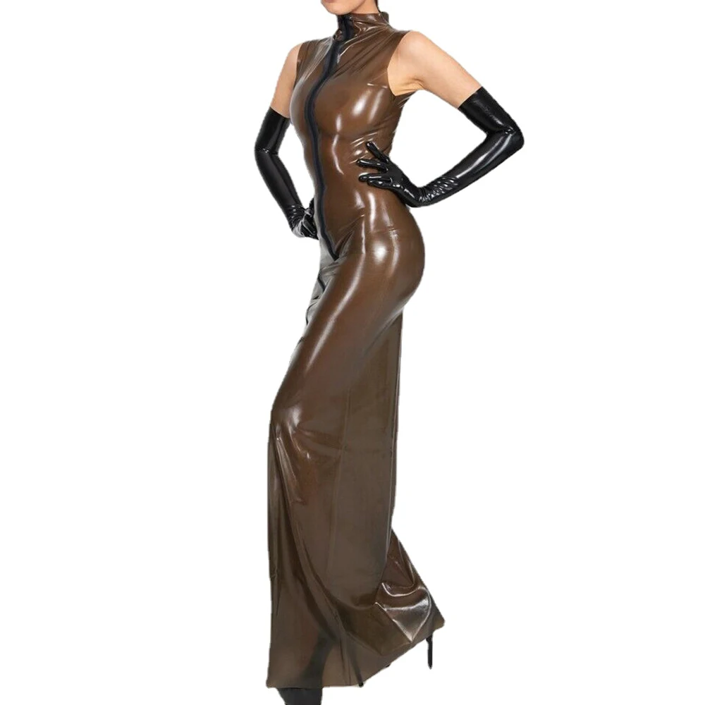 Vinyl-Plastic-PVC-Sheath-Pencil-Long-Dress-Sleeveless-Clear ...