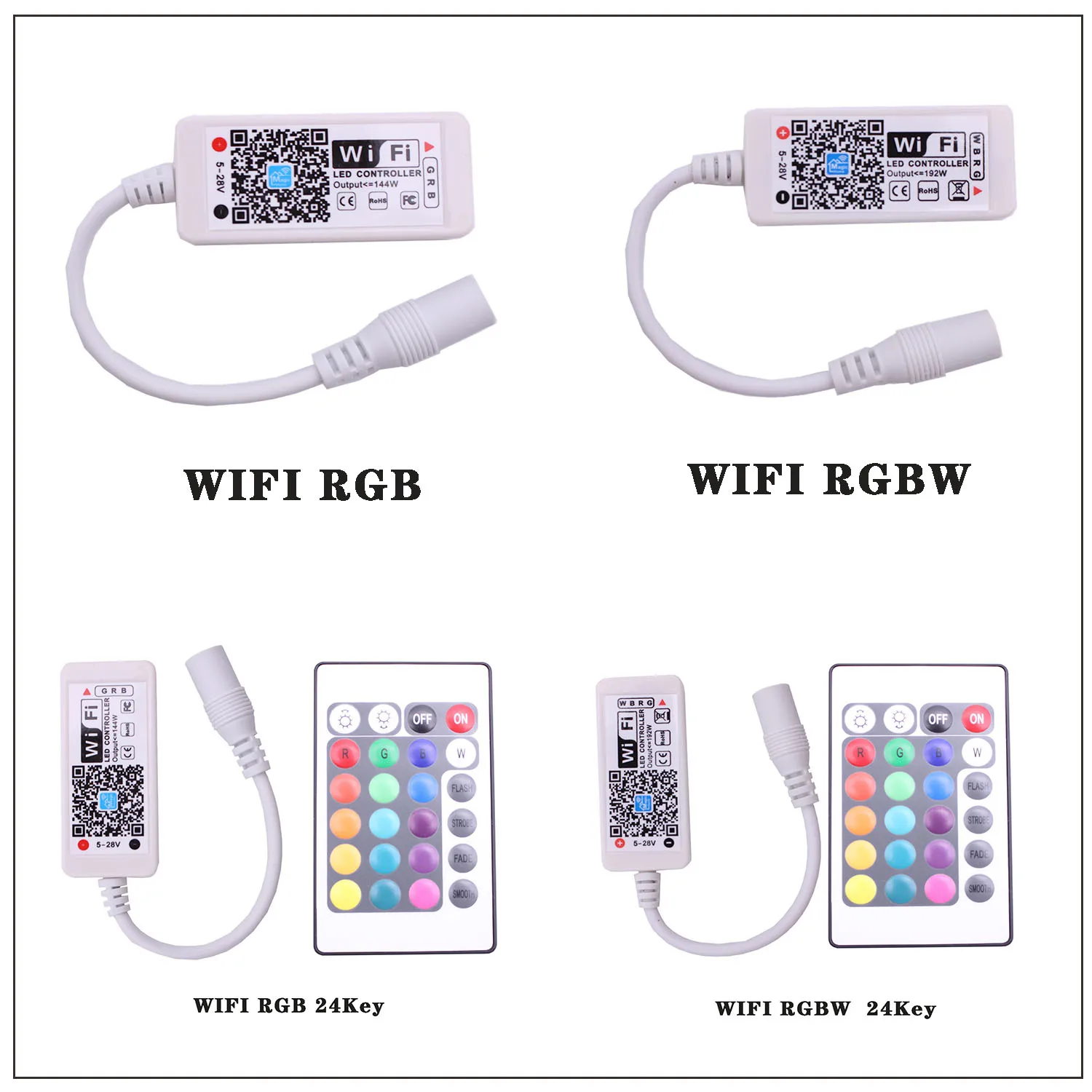 DC-5V-12V-24V-Mini-WiFi-LED-RGB-RGBW-Controller-iOS-Android-APP-24Key ...