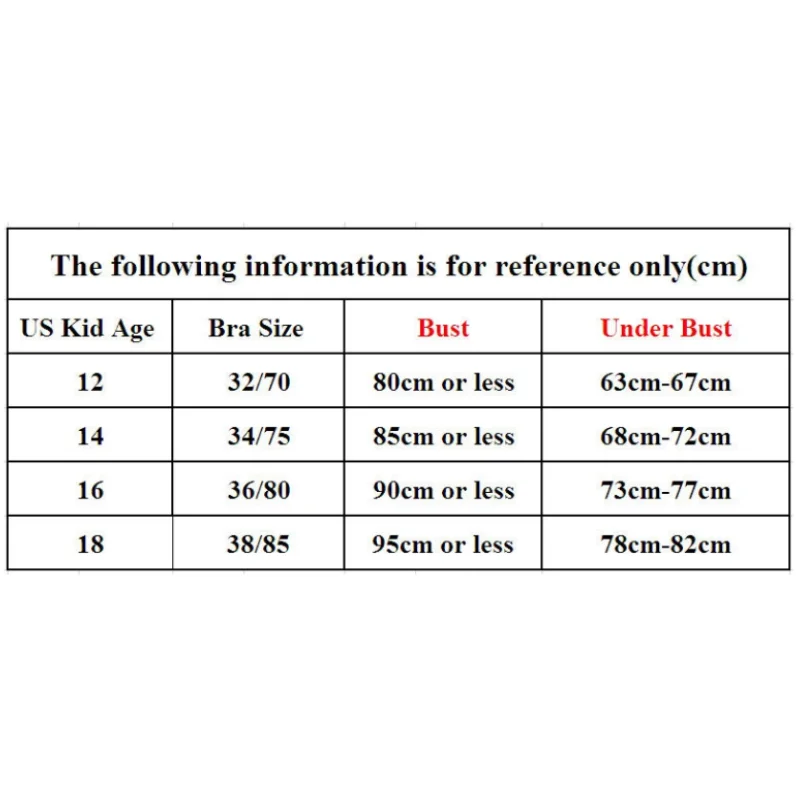 Children Bra Size Chart