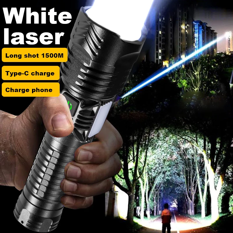 1500m-White-Laser-Flashlight-Super-Bright-Type-c-Recharging-Torch ...
