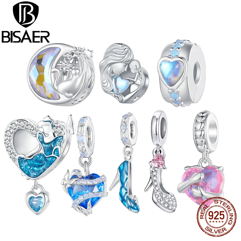 BISAER-Real-925-Sterling-Silver-Charme-do-Cora-o-M-gico-Tal-o-Fit-para ...