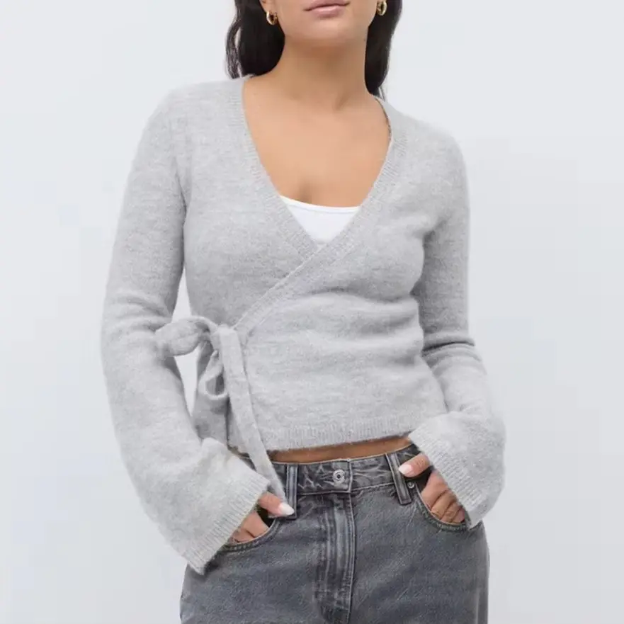 hirigin Wrap Sweater Tops for Women Lightweight Side Tie Front Ballet ...