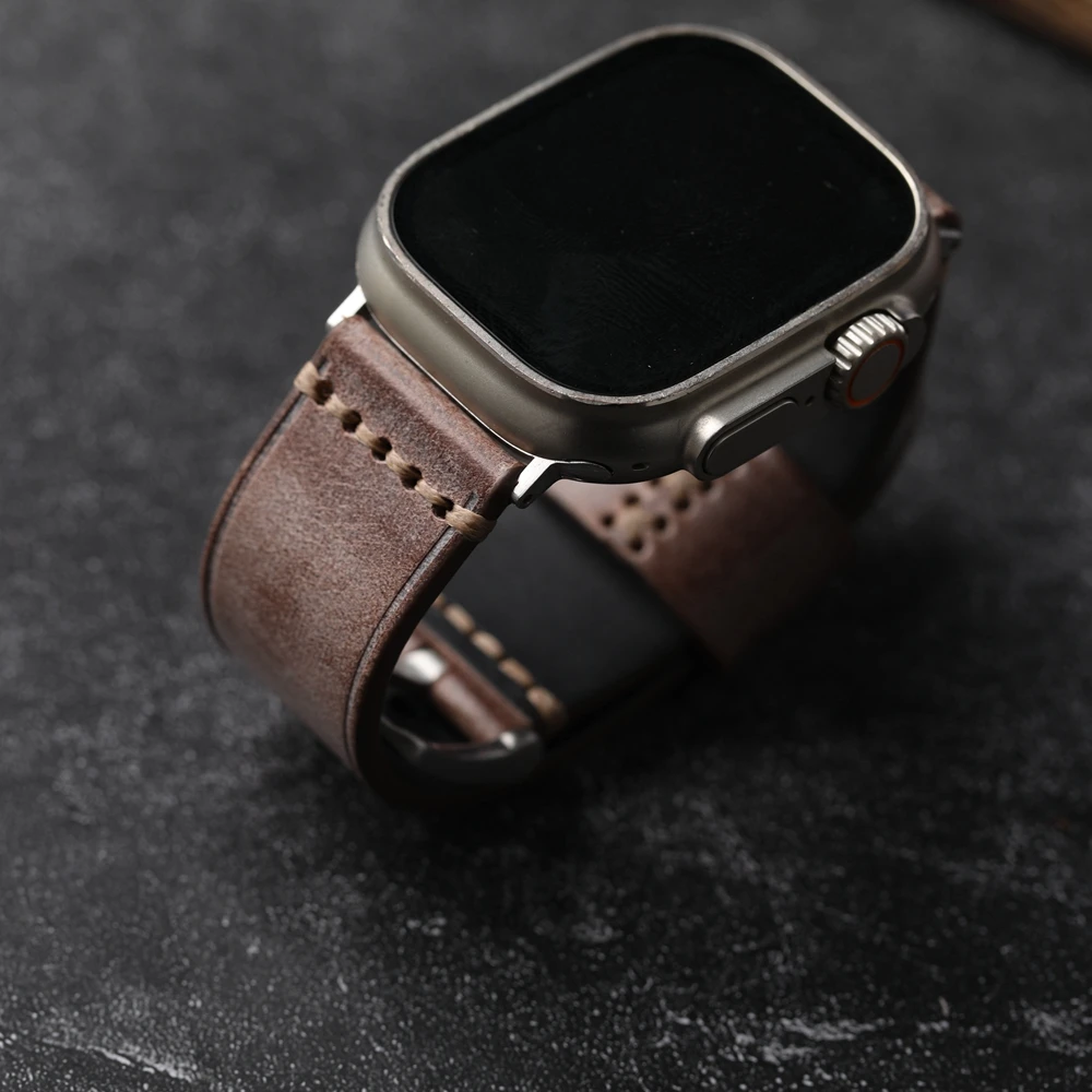 High-Grade-Cowhide-Leather-Watchband-Handmade-Genuine-Leather-Strap-For ...