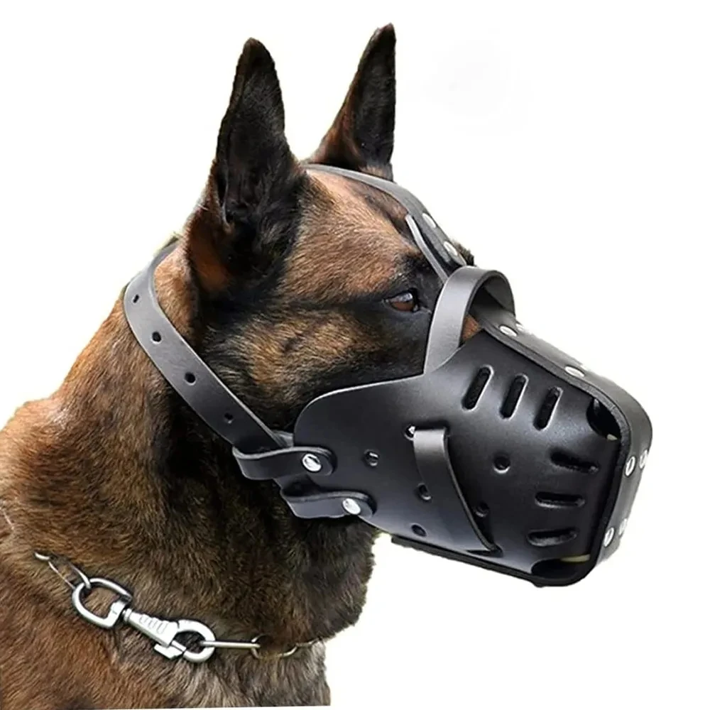 Real Leather Dog Basket Muzzle Dogs Traning Masks Anti Bite Pet Mouth ...