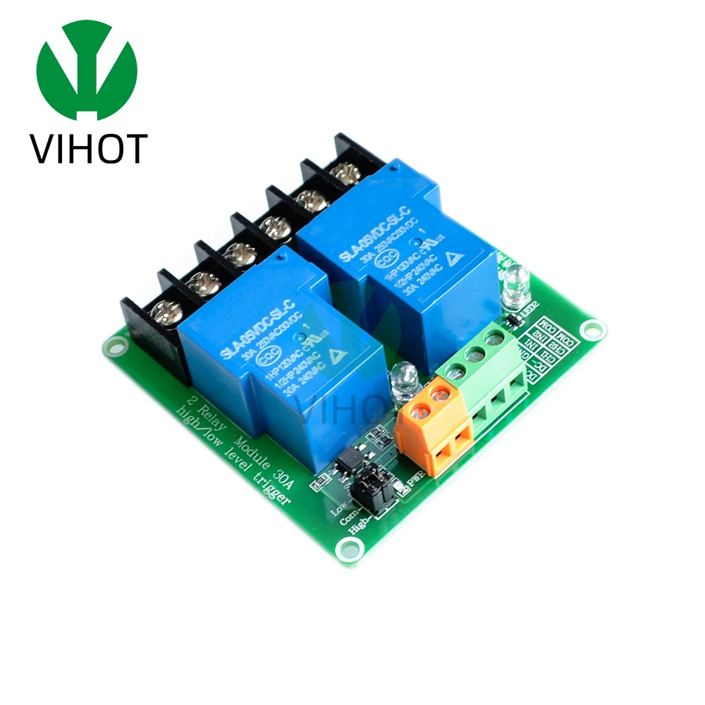 Módulo de relé de 2 canales 30A con aislamiento optoacoplador 5V ...