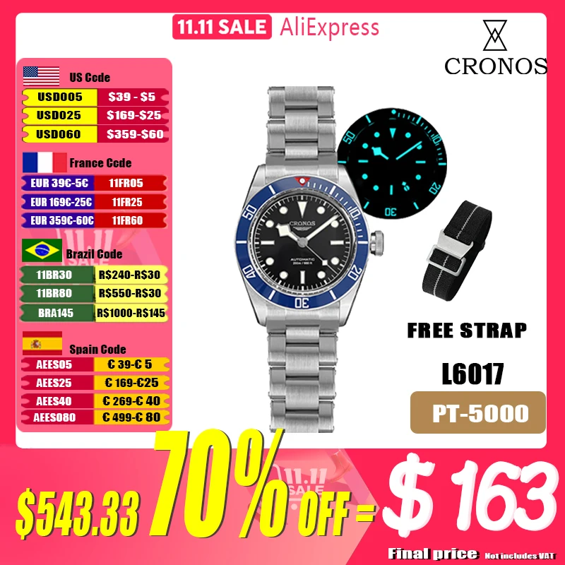 Cronos-Luxury-Men-s-Watches-41mm-Diver-BB58-Vintage-Automatic ...